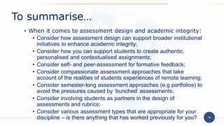 Promoting academic integrity through robust assessment design | PPTX