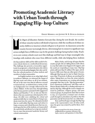 Promoting academic literacy with urban youth through engaging hip hop ...