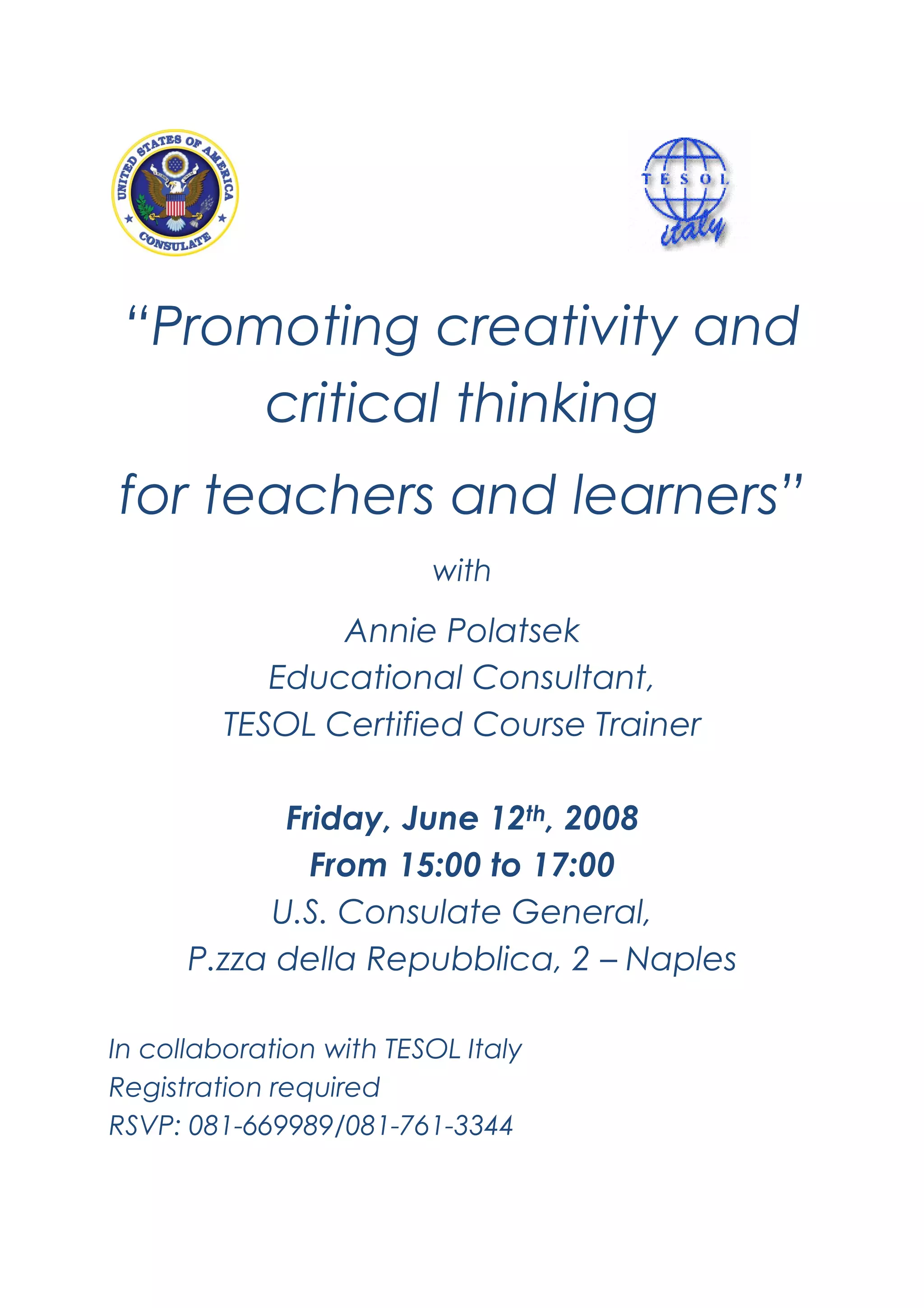 Promoting Creativity And Critical Thinking | PDF