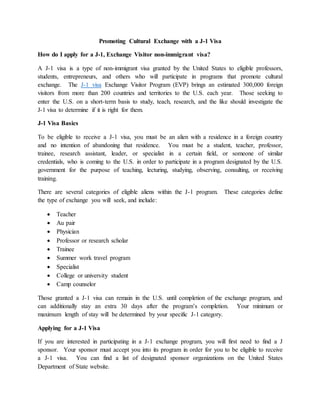 Promoting Cultural Exchange with a J-1 Visa | DOCX