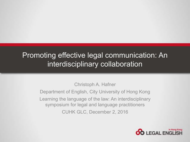 Learning the Language of the Law, 2016: Promoting effective legal ...