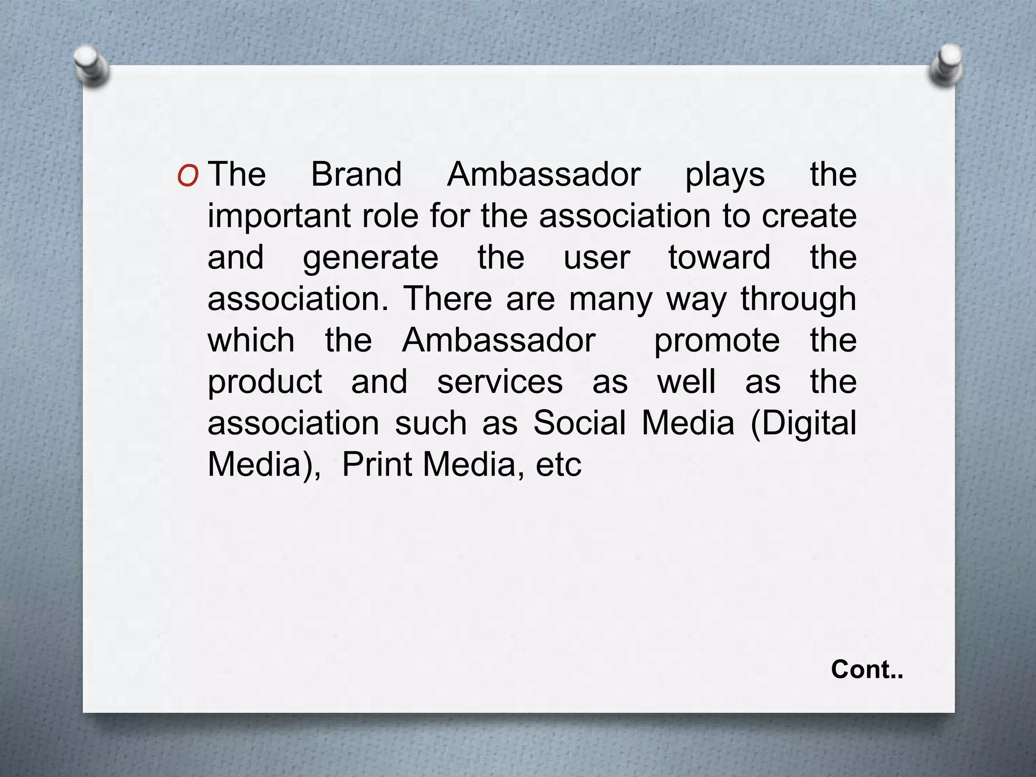 Promoting information product as brand ambassador | PPTX