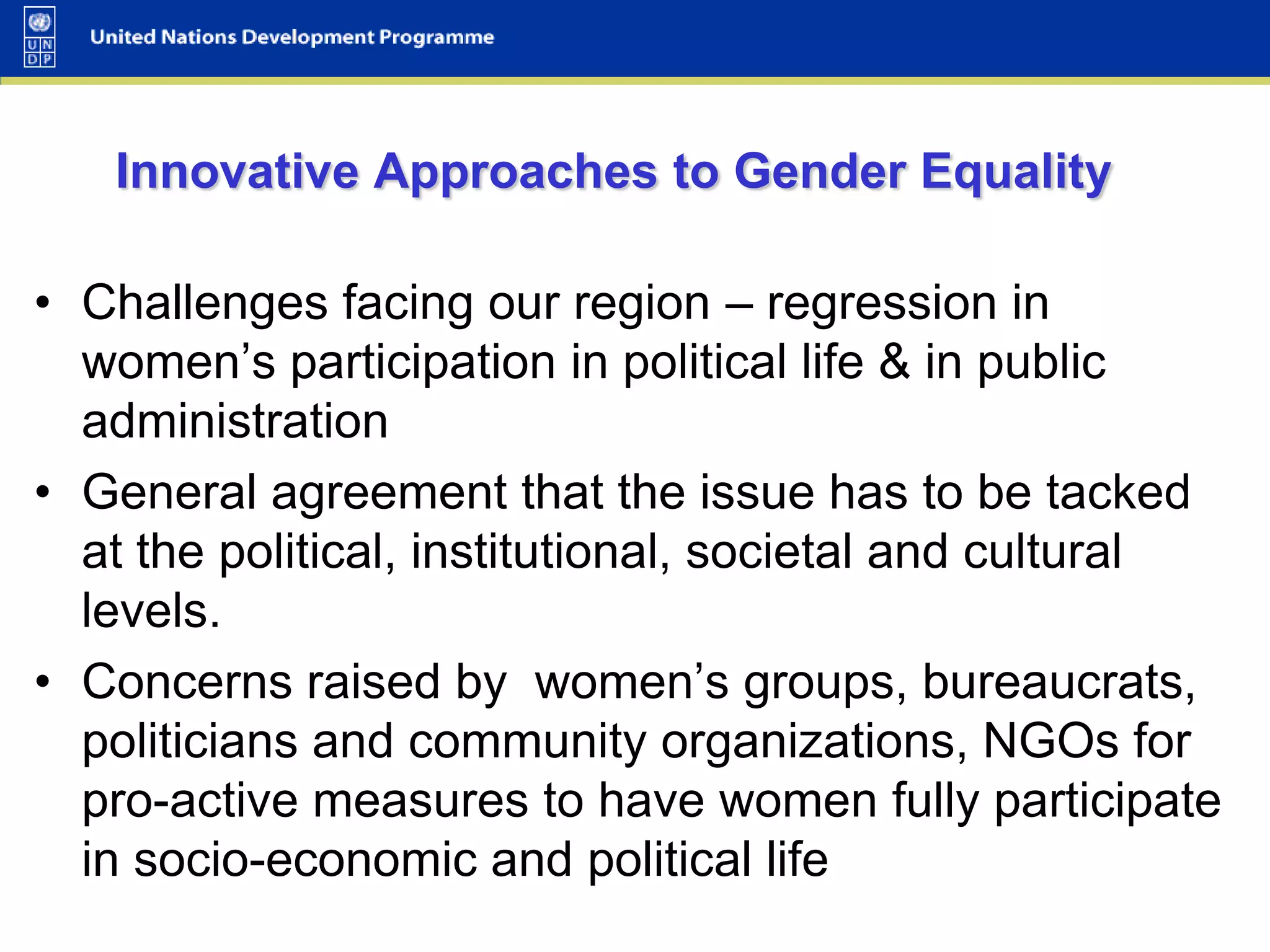 Promoting Innovative Approaches to Gender Equality | PPT