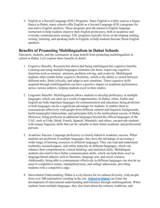 Promoting Multilingualism: Language Education in Dubai Schools | PDF