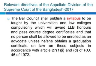 Promoting Quality Legal Education in Bangladesh: Role of Regulators | PPTX