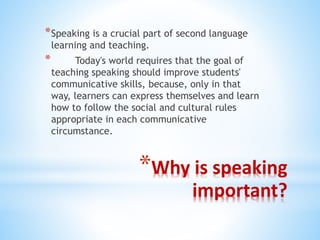 Promoting speaking activities for the benefit of learners | PPTX