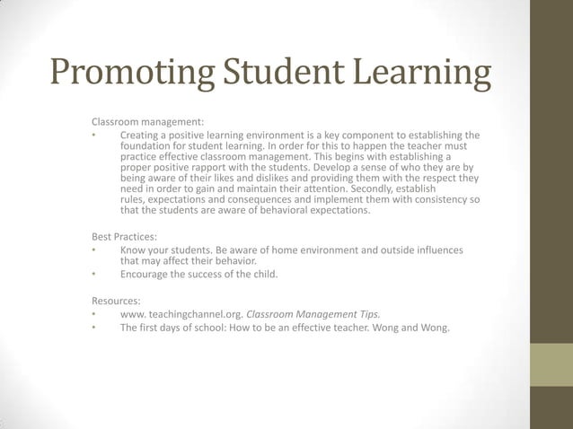 Promoting student learning | PPT