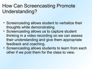 Promoting studentunderstandingwithscreencasts | PPT | Educational ...