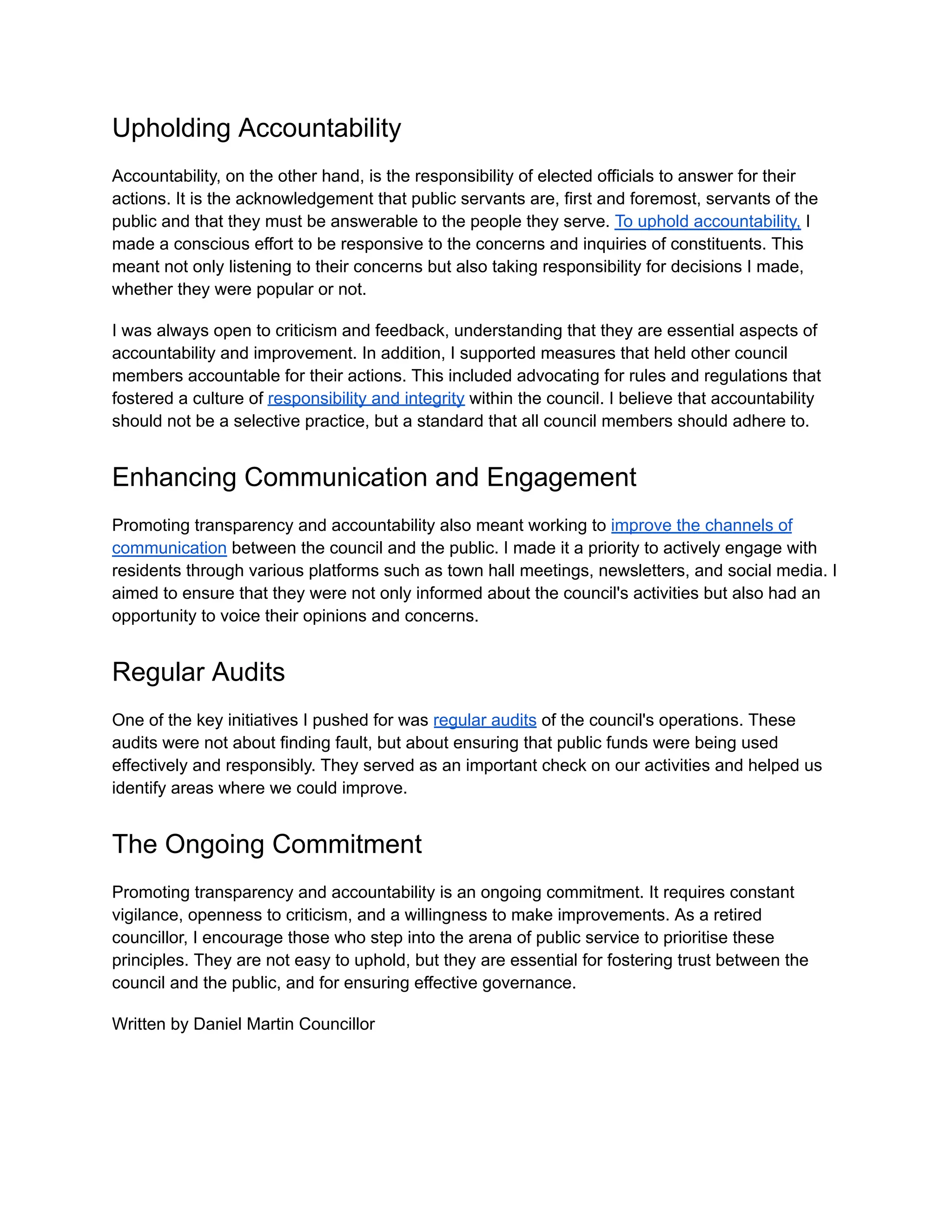 Promoting Transparency and Accountability as a Councillor | PDF