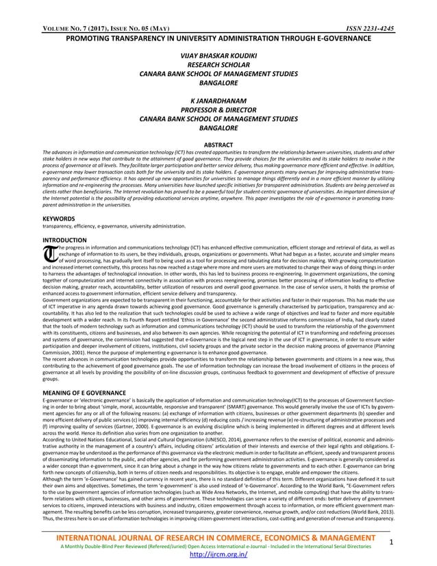 Promoting transparency in university administration through e ...