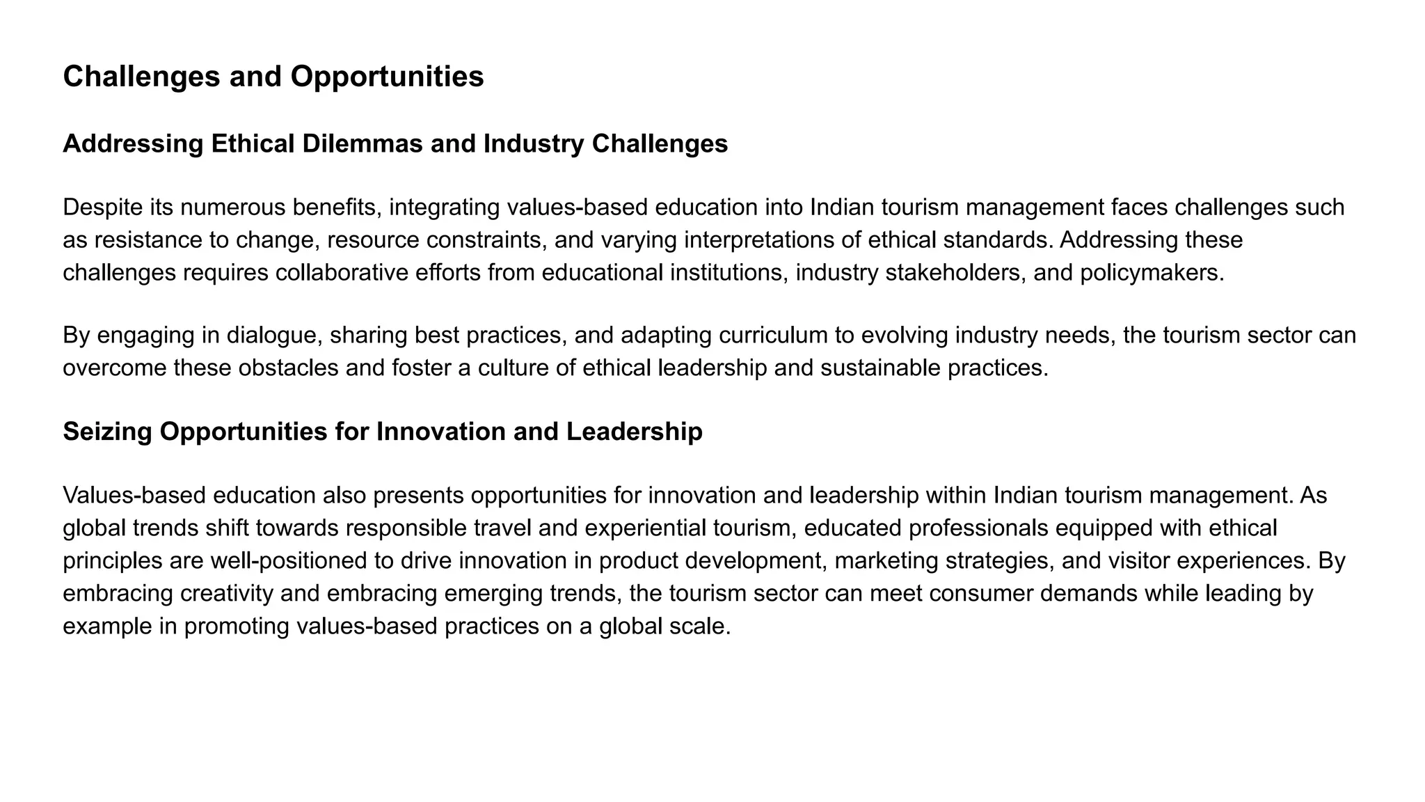 Promoting Values-based Education in Indian Tourism Management | PPTX