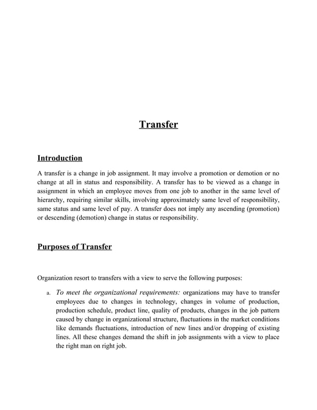 Promotion transfer | PDF