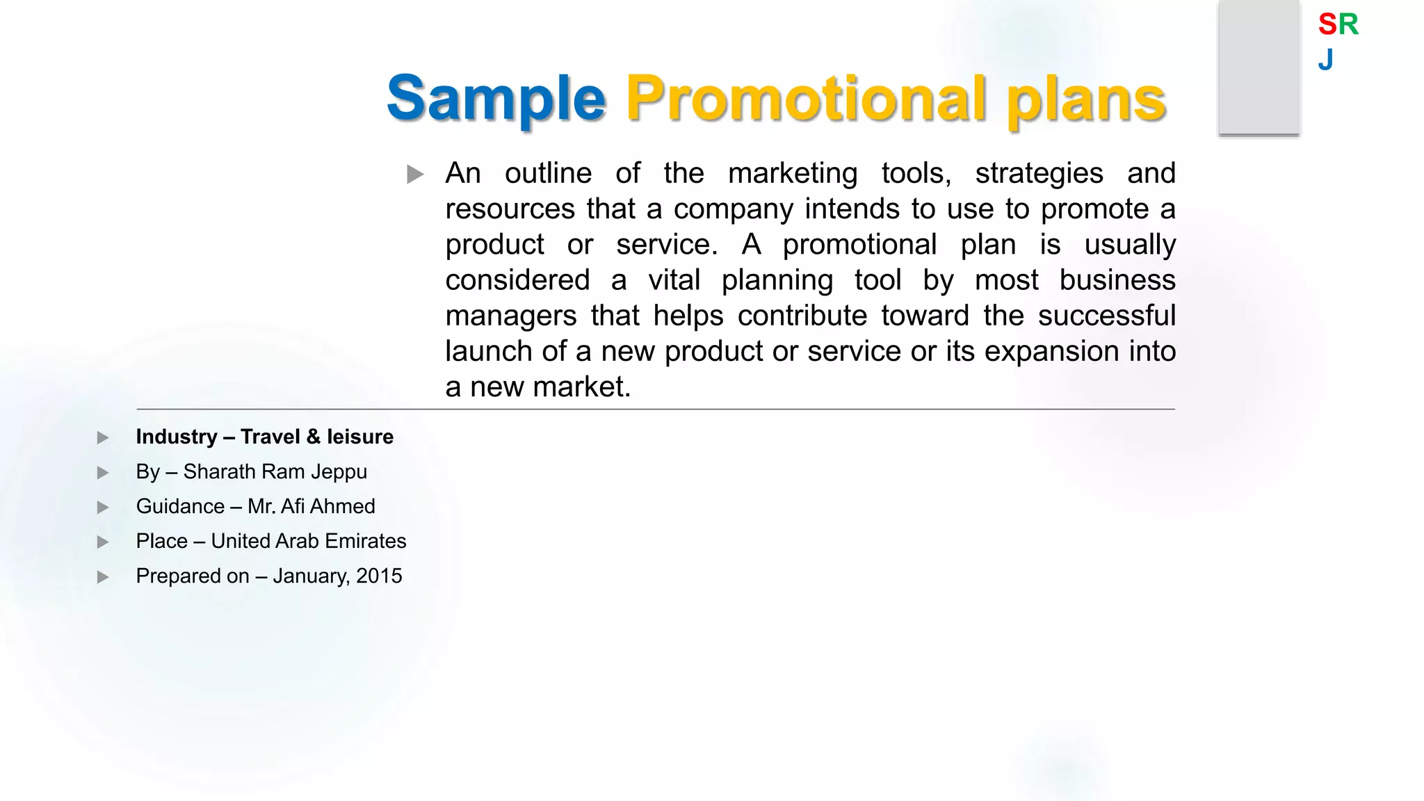 Sample Promotional Plans | PPTX