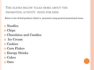 Promotional products for packed food | PPTX