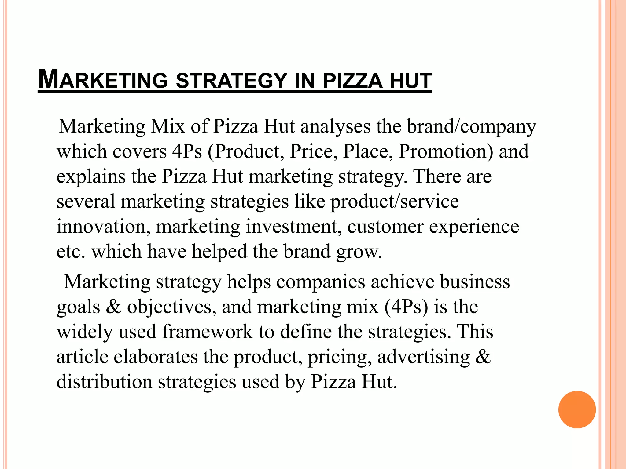 Promotional strategies of pizza hut | PPTX