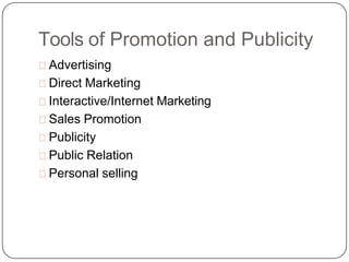 Promotion and publicity in marketing | PPTX