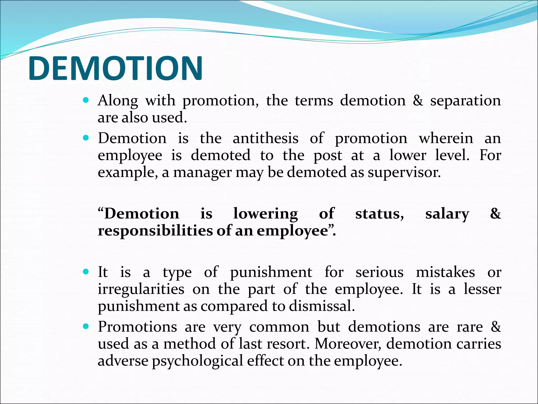 Promotion & Demotion I HRM 202 I Unit 3 I AKTU | PPT