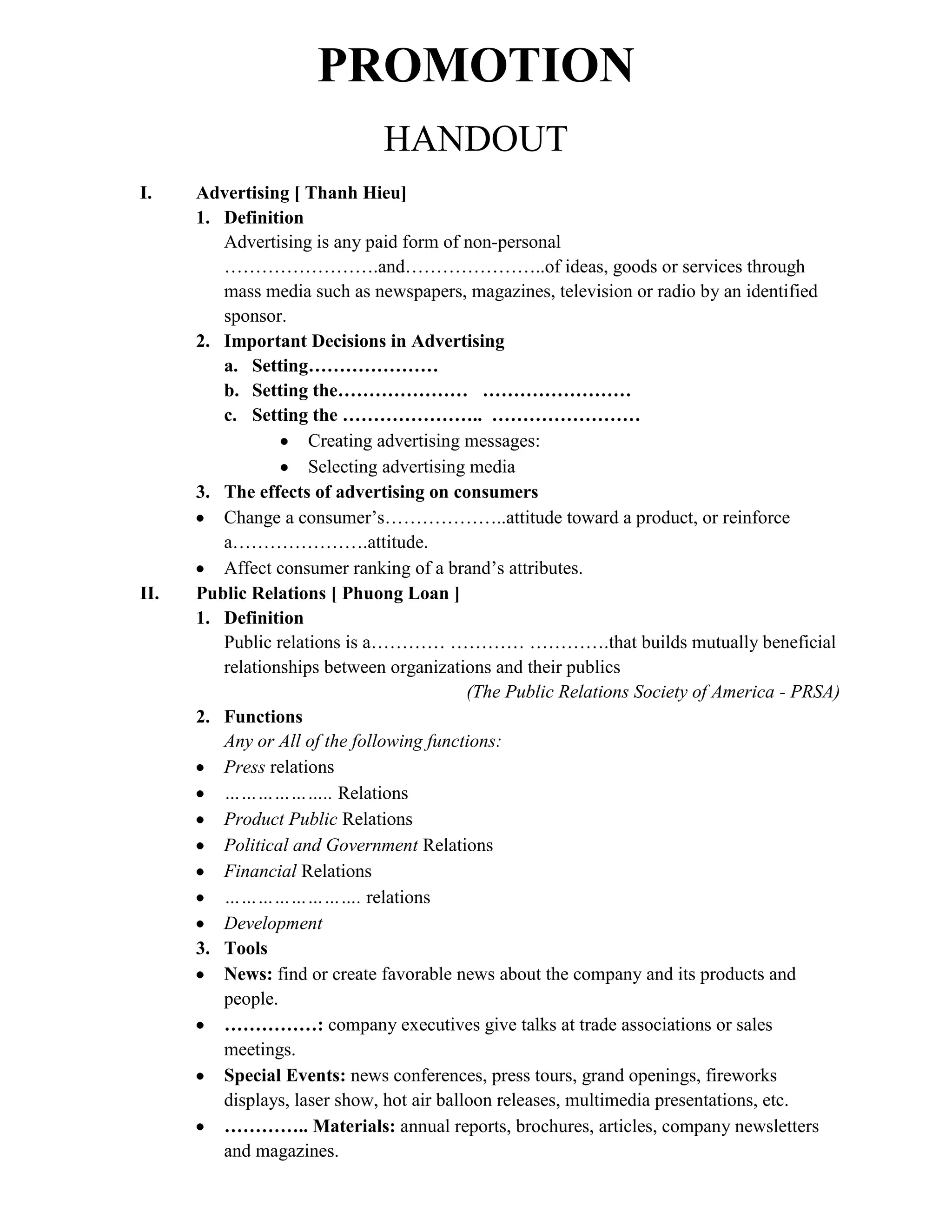 Promotion handout | DOCX