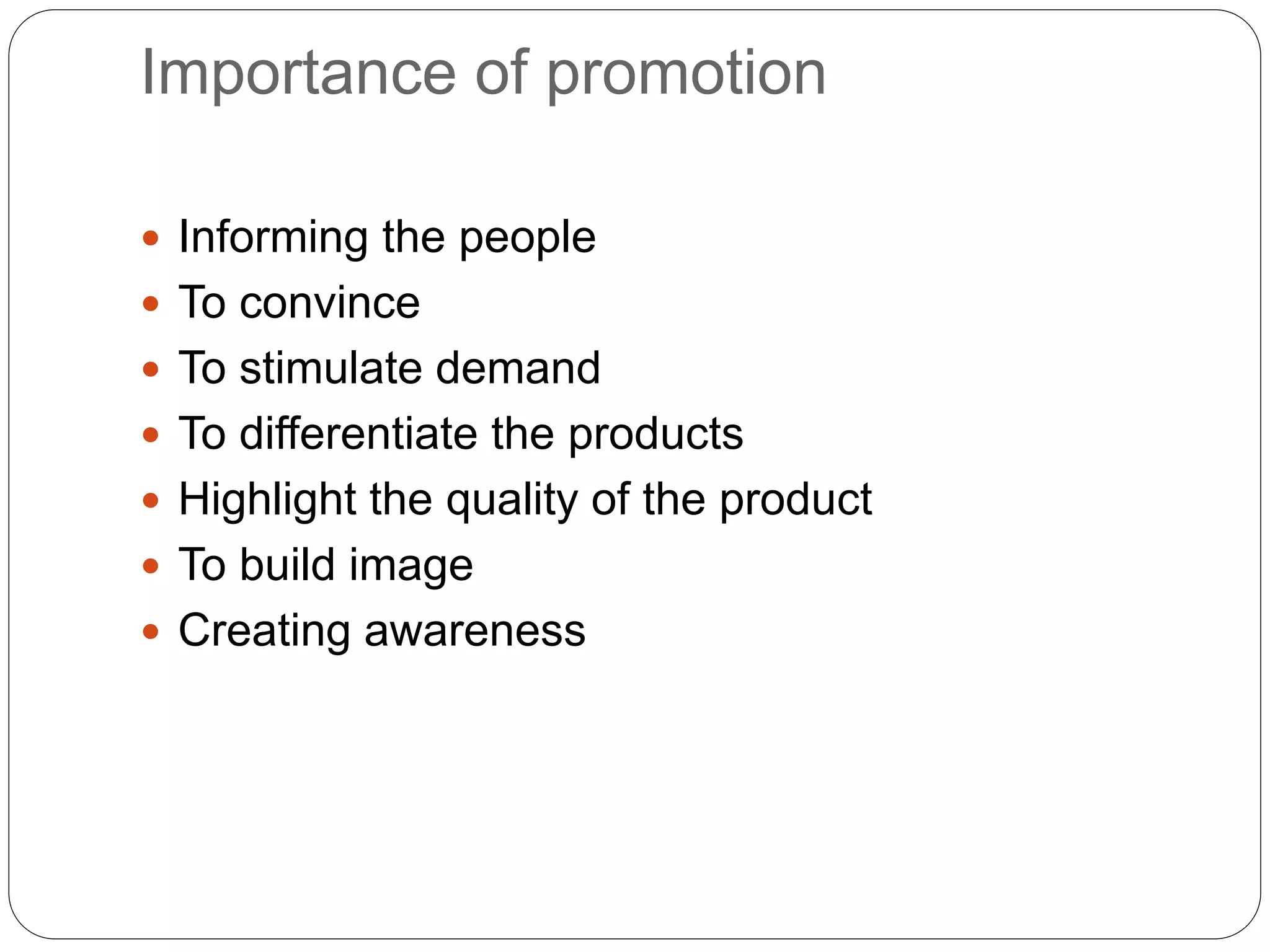 Promotion; meaning, definition, concept, elements, importance and ...
