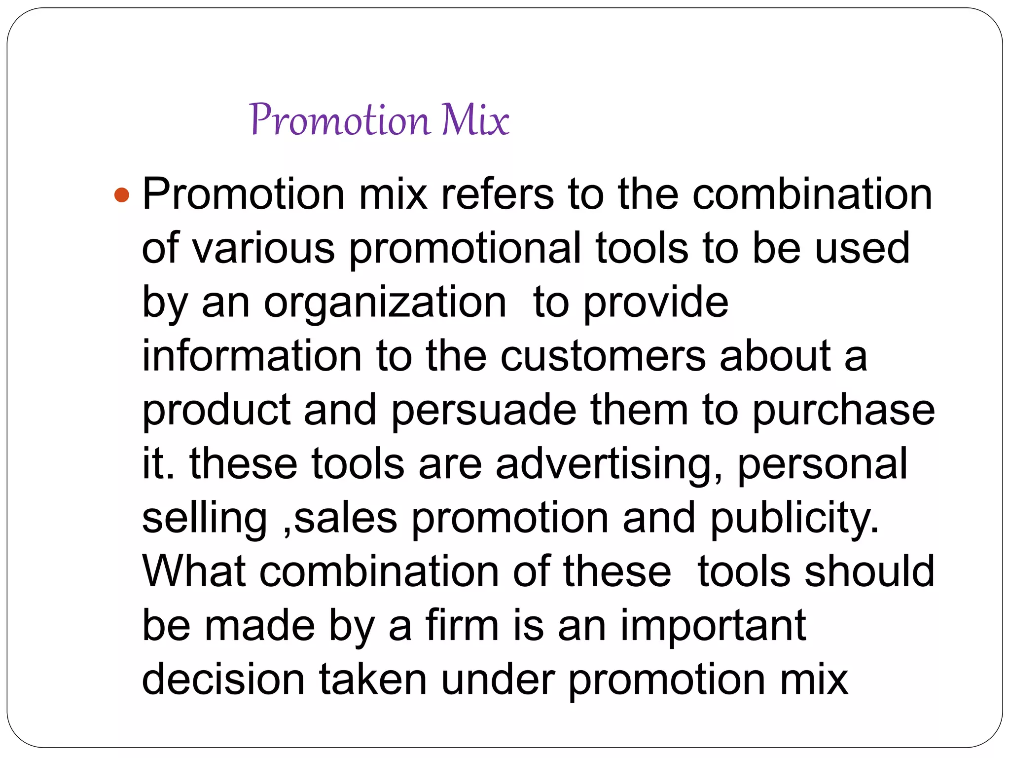 Promotion; meaning, definition, concept, elements, importance and promotional strategies | PPTX