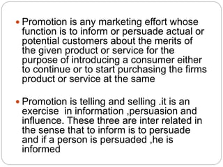 Promotion; meaning, definition, concept, elements, importance and ...