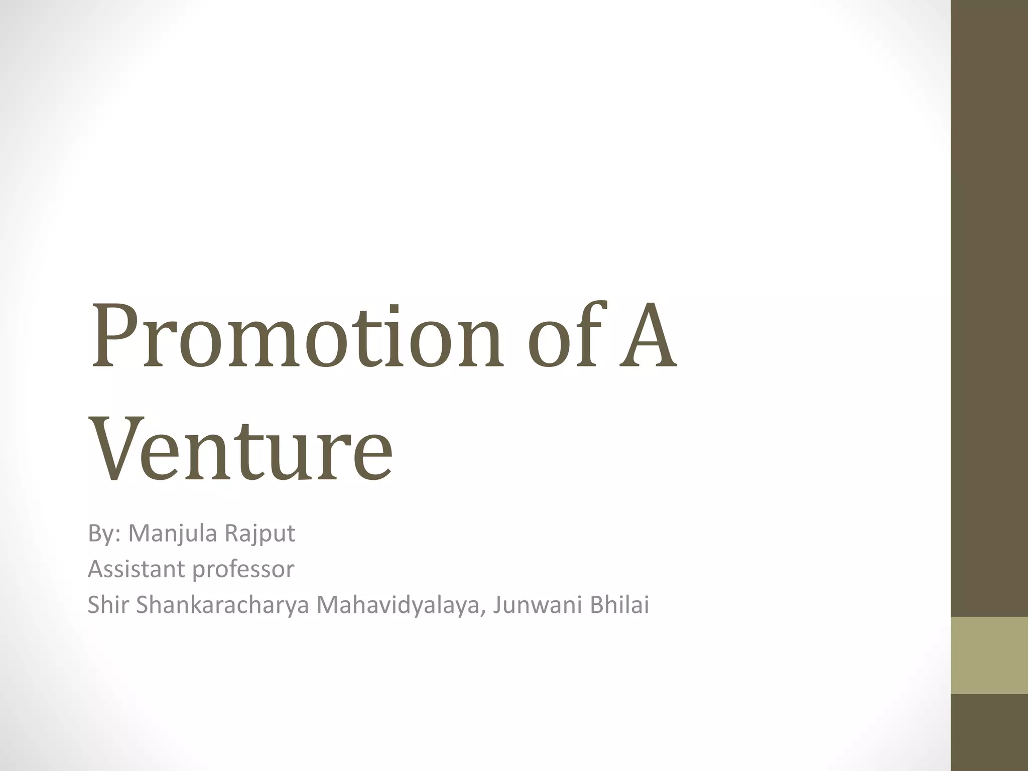 Promotion of a venture opportunity analysis | PPTX