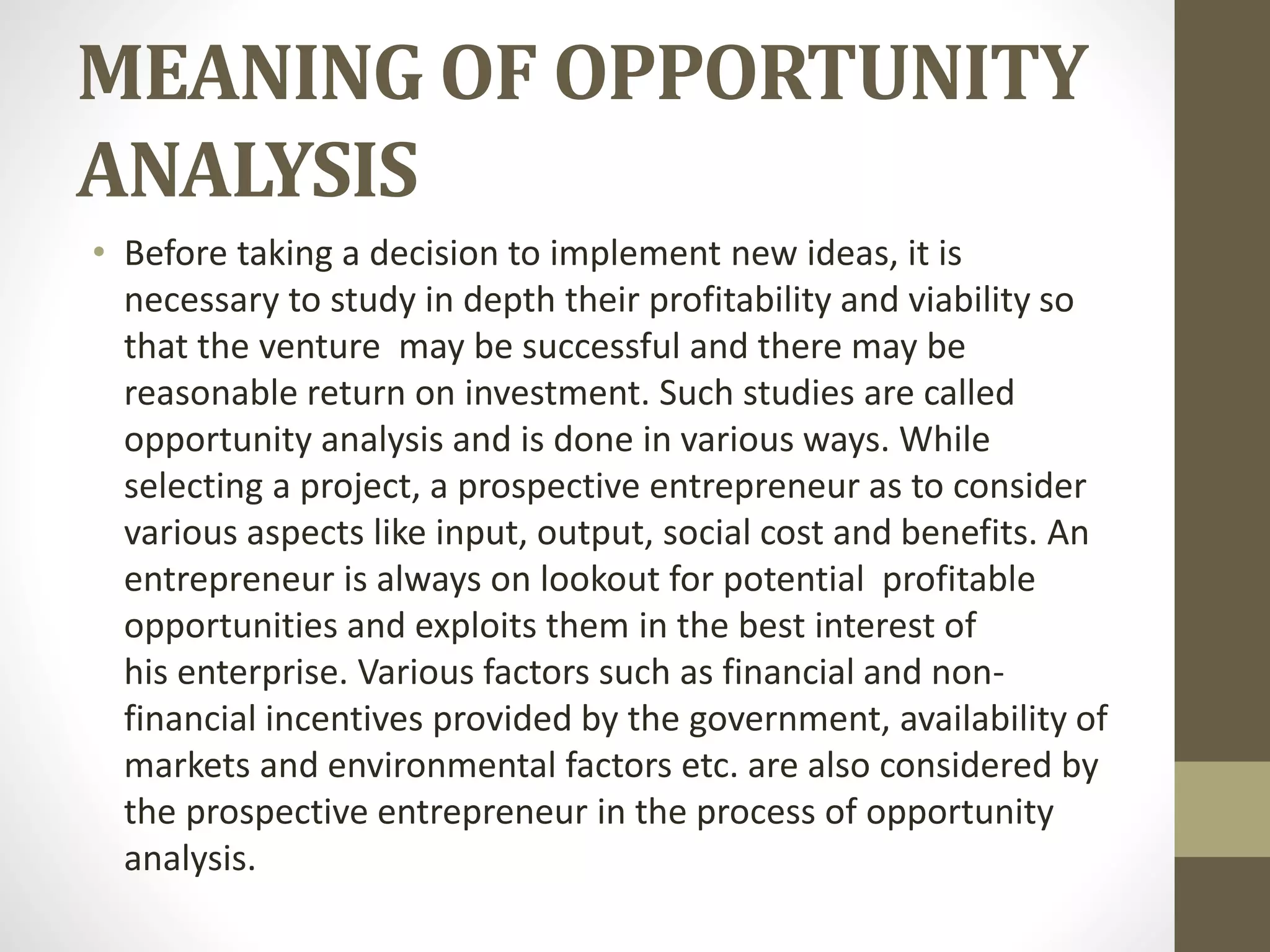 Promotion of a venture opportunity analysis | PPTX