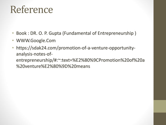 Promotion of a venture opportunity analysis | PPTX