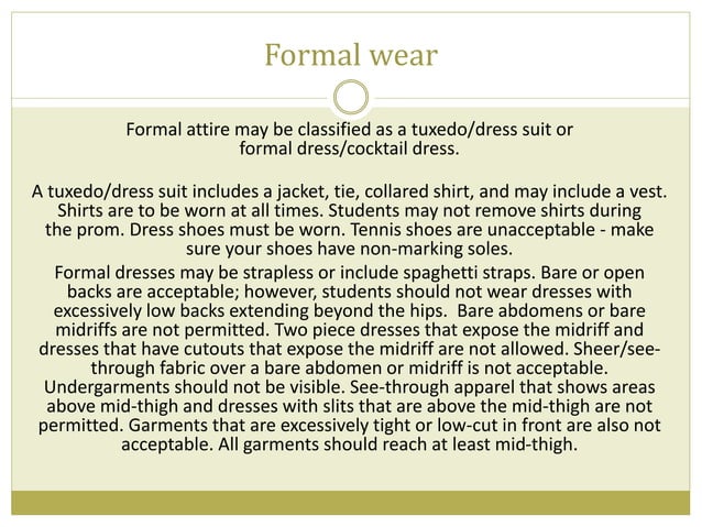 Prom Dress Code Presentation | PPT
