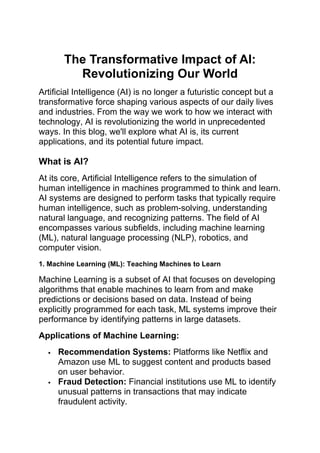 The Transformative Impact of AI : Revolutionization Our World | DOCX