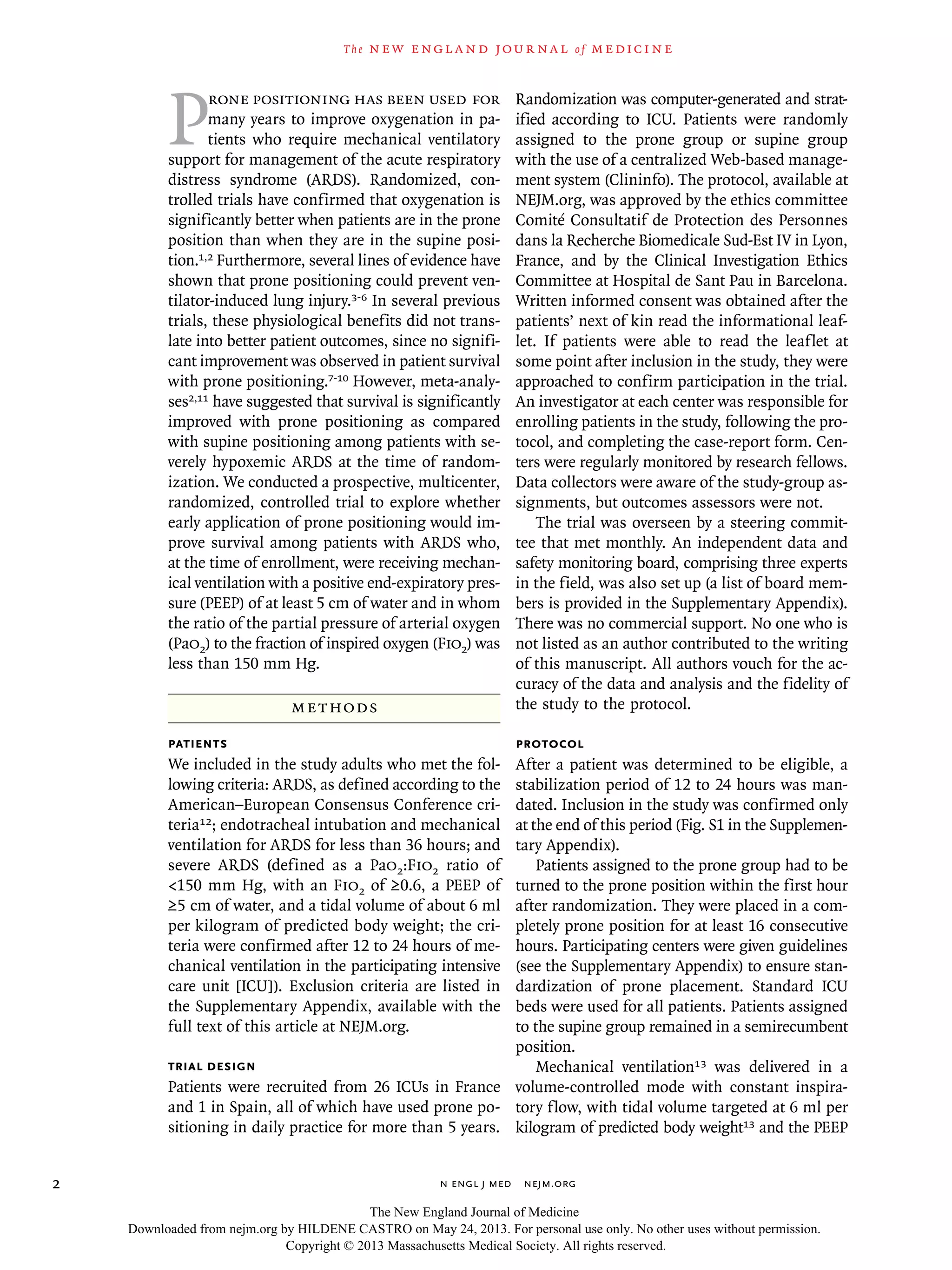 Prone Positioning in Severe Acute Distress Syndrome - Posição Prona em ...