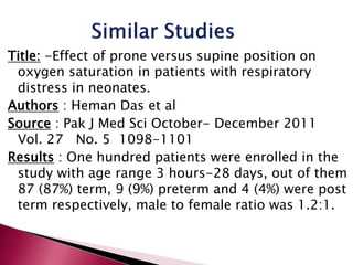 Impact of Positioning on Neonate with Respiratory Distress: Supine Vs ...