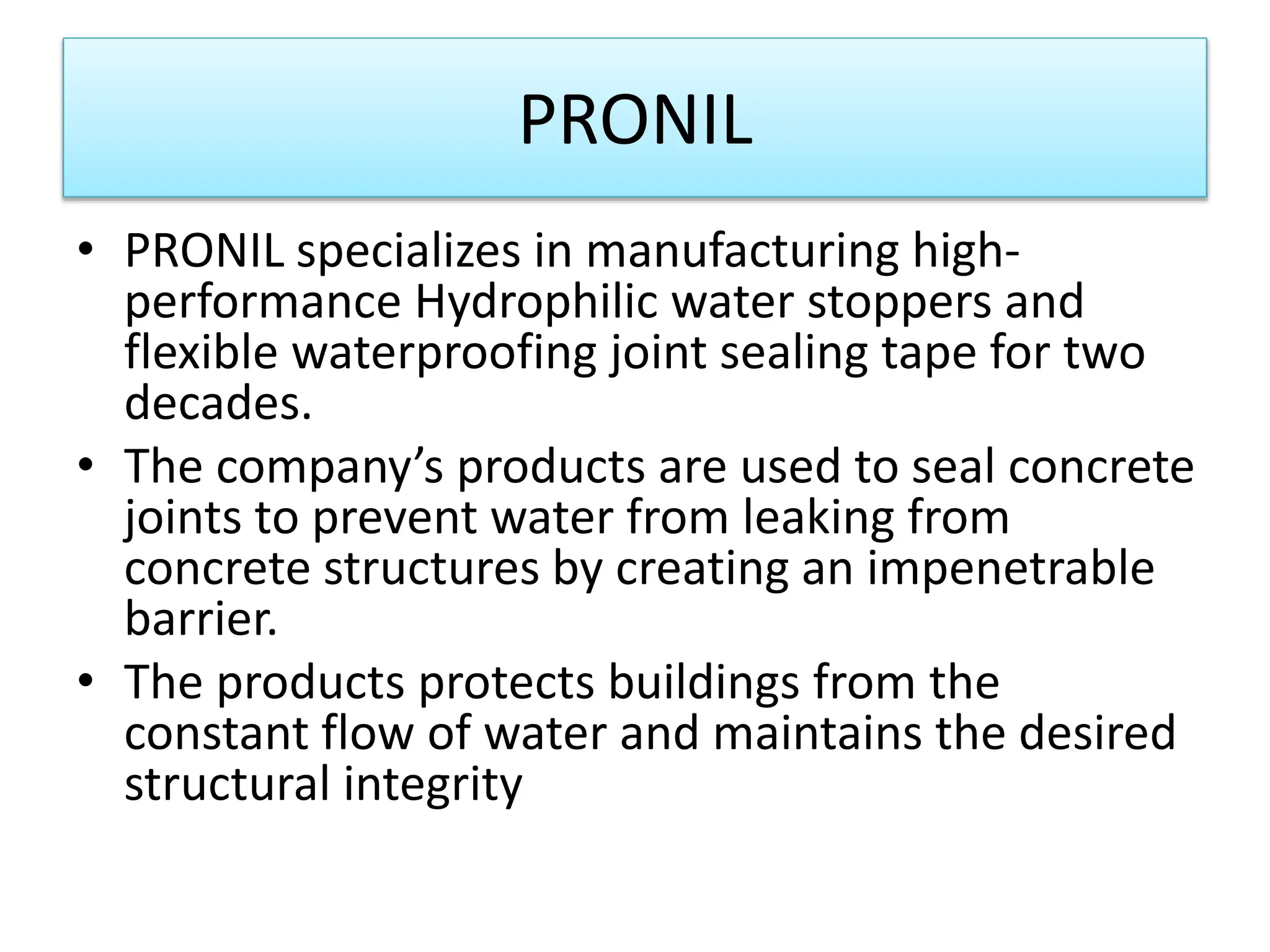 PRONIL water stopper and waterproofing joint sealing tapes.pptx