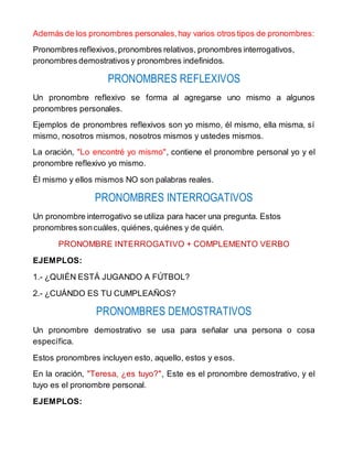 TIPOS DE PRONOMBRES | DOCX