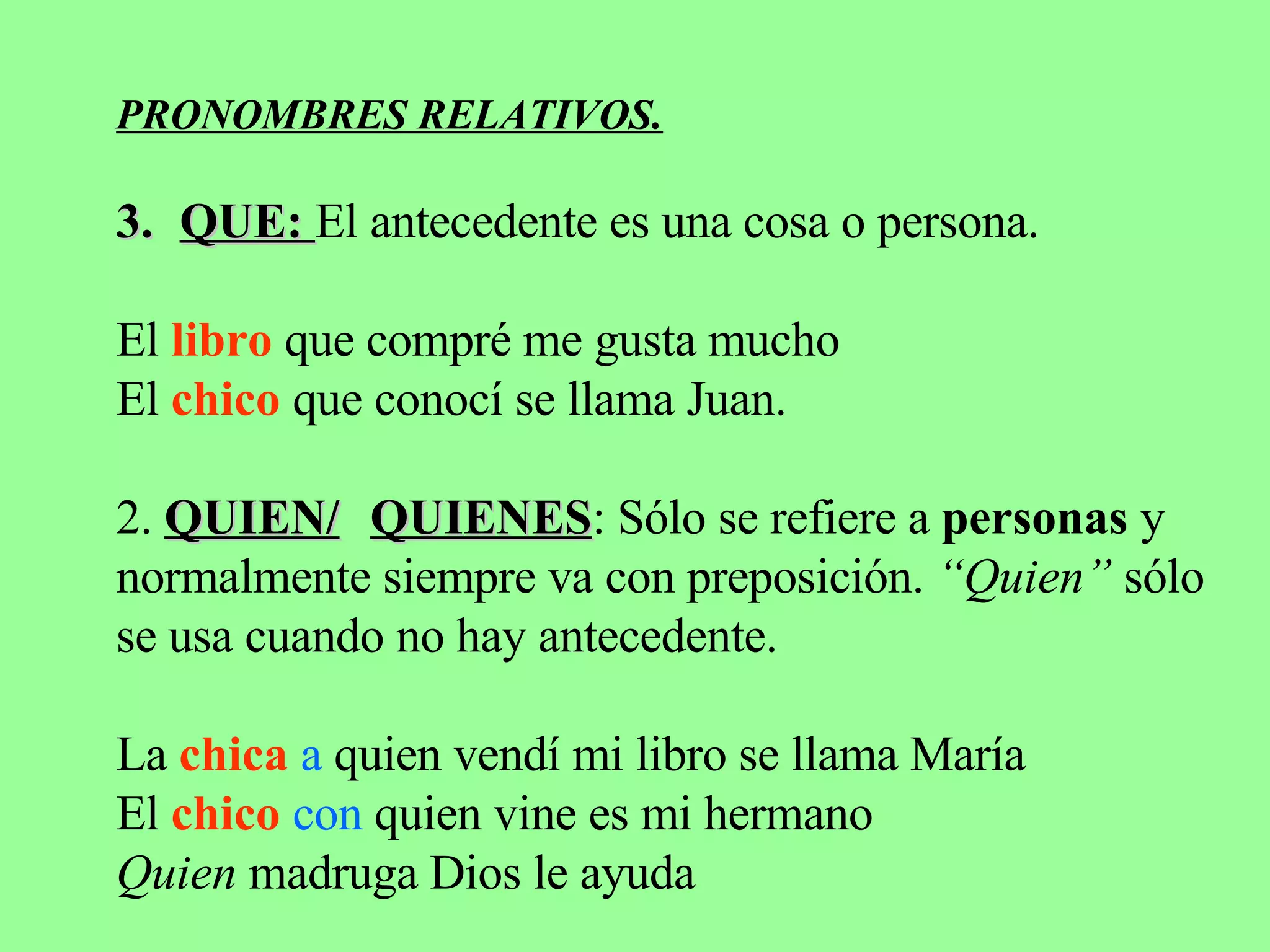 Pronombres Relativos | PPT