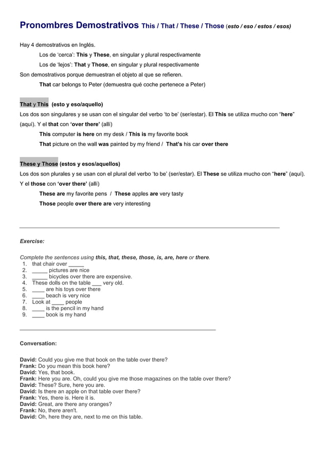 Pronombres demostrativos | PDF