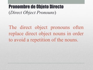 Pronombres de objeto directo | PDF