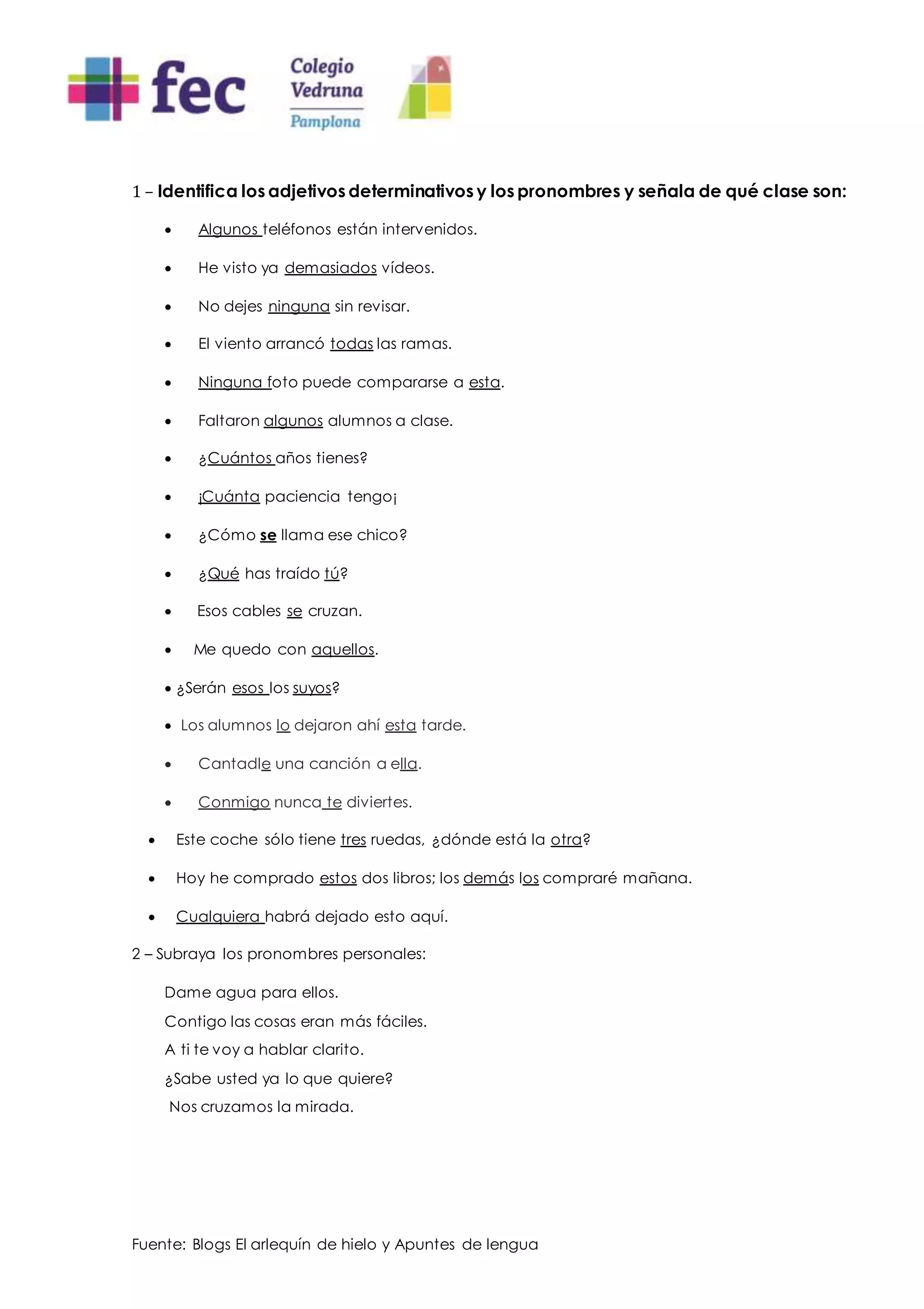 Pronombres y adjetivos | PDF