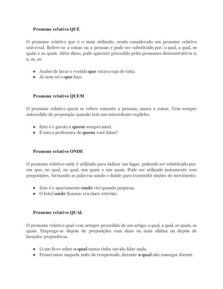 Pronomes relativos - Prof. Ana Glades | DOC