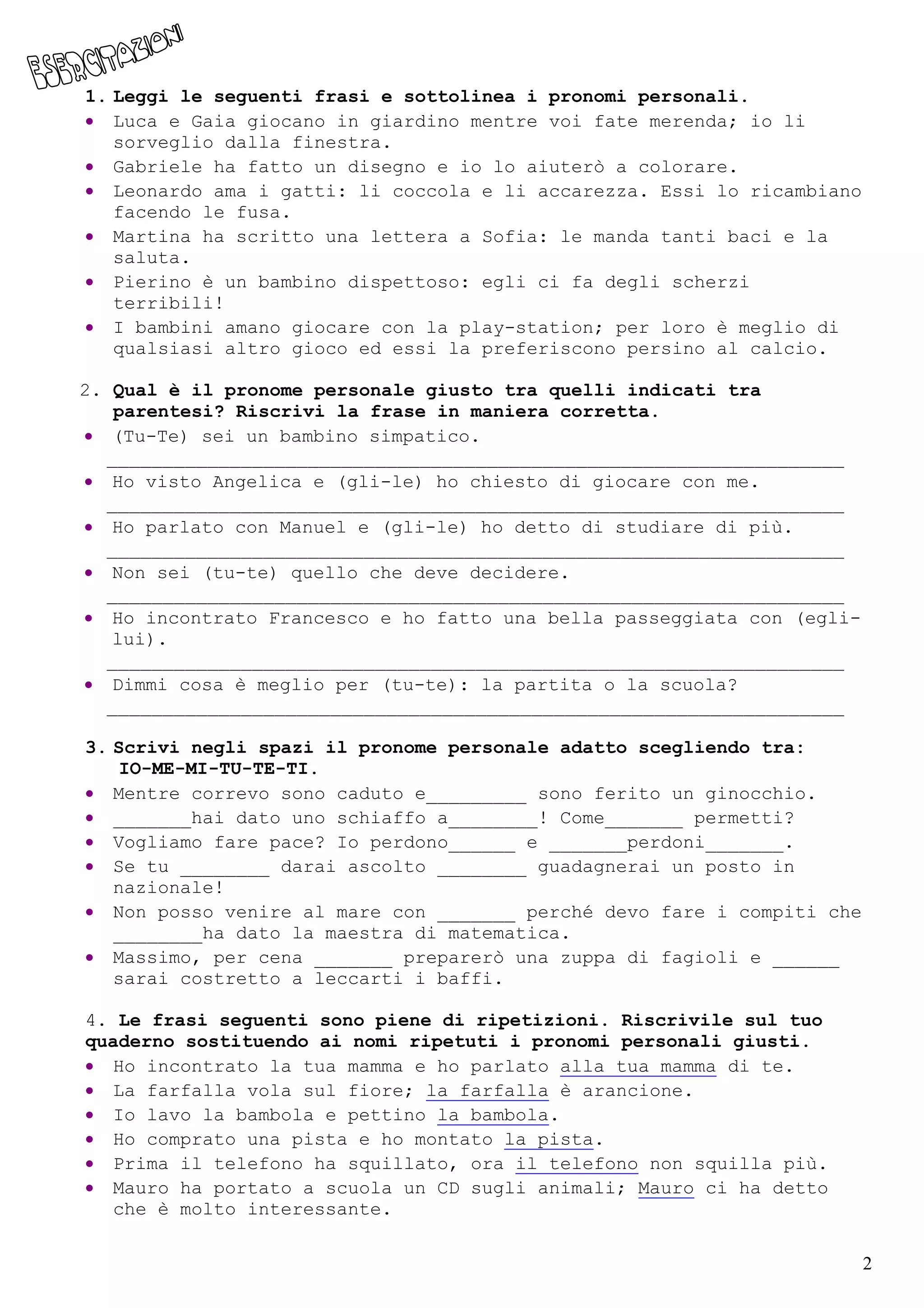 Pronomi personali | PDF