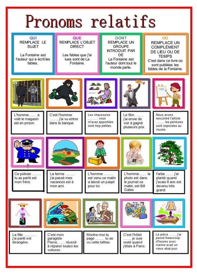 Pronoms Relatifs Ejercicios _ Les Pronoms Relatifs Exercices Pdf – CQJX