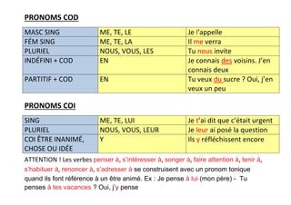 Pronoms cod coi