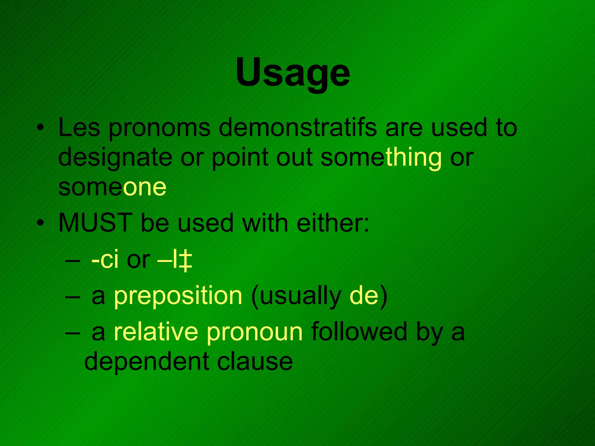 Pronoms Demonstratifs | PPT