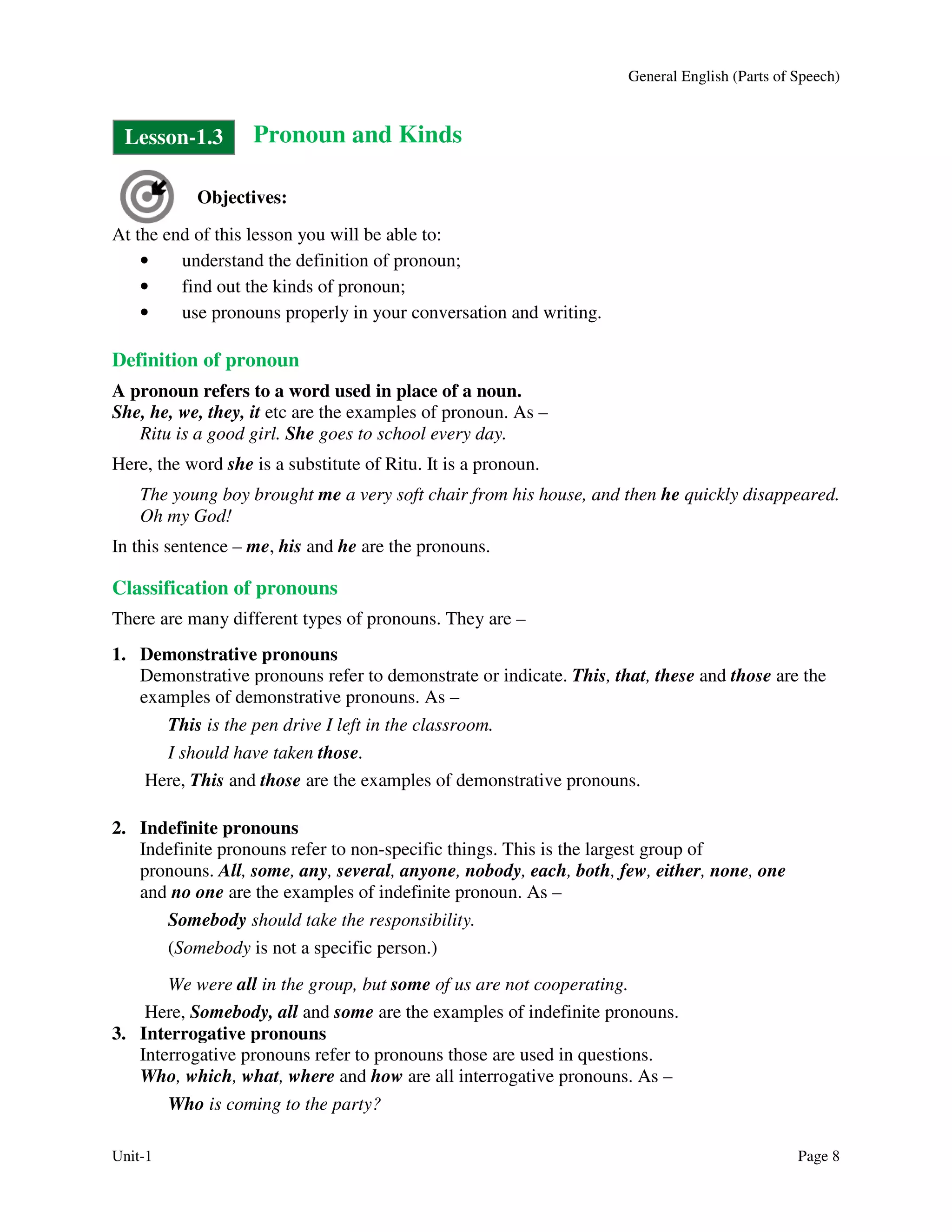 Pronoun and its kinds.pdf | Family and Relationships
