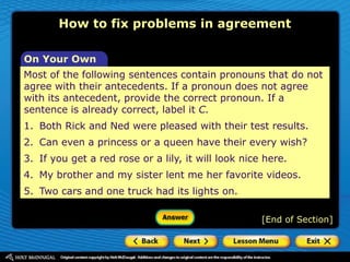 Pronoun antecedent agreement | PPSX