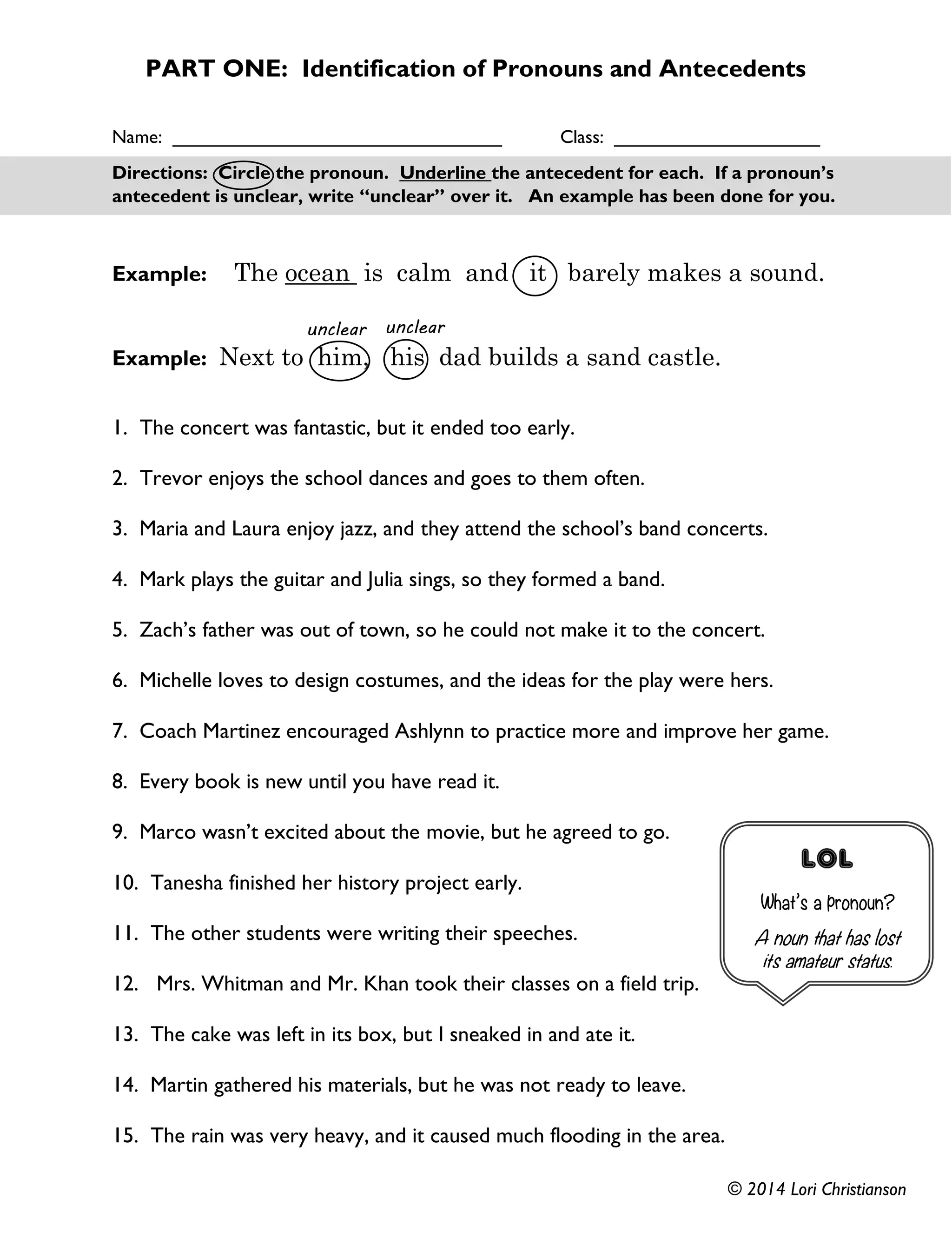 Identification of Pronouns and Antecedents | PDF