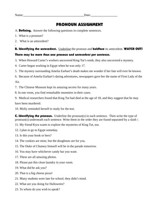 Pronoun assign | PDF