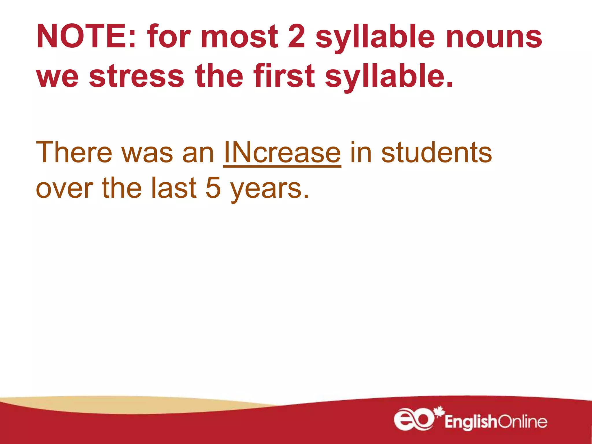 Pronouncing 2 syllable nouns and verbs | PPTX