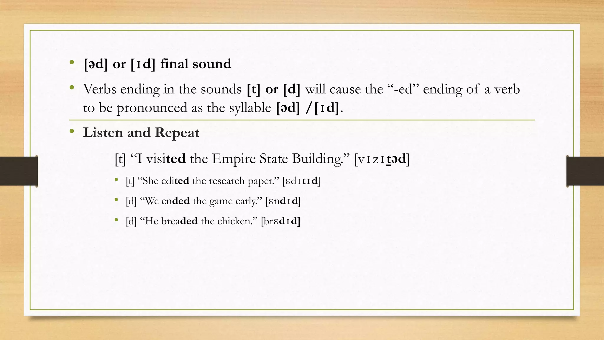 Pronouncing –ed | PPTX