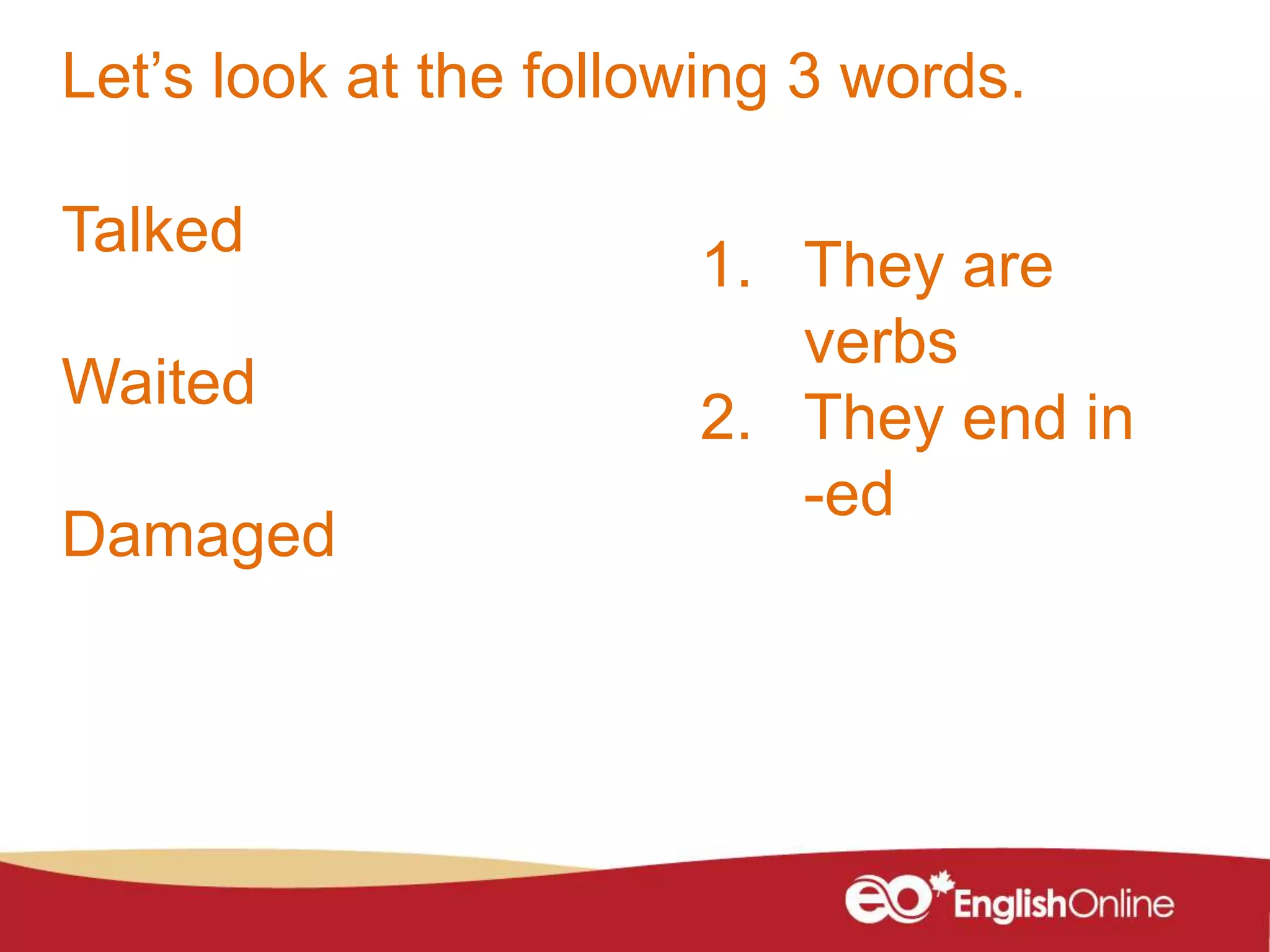 Pronunciation of the simple past -ed | PPTX